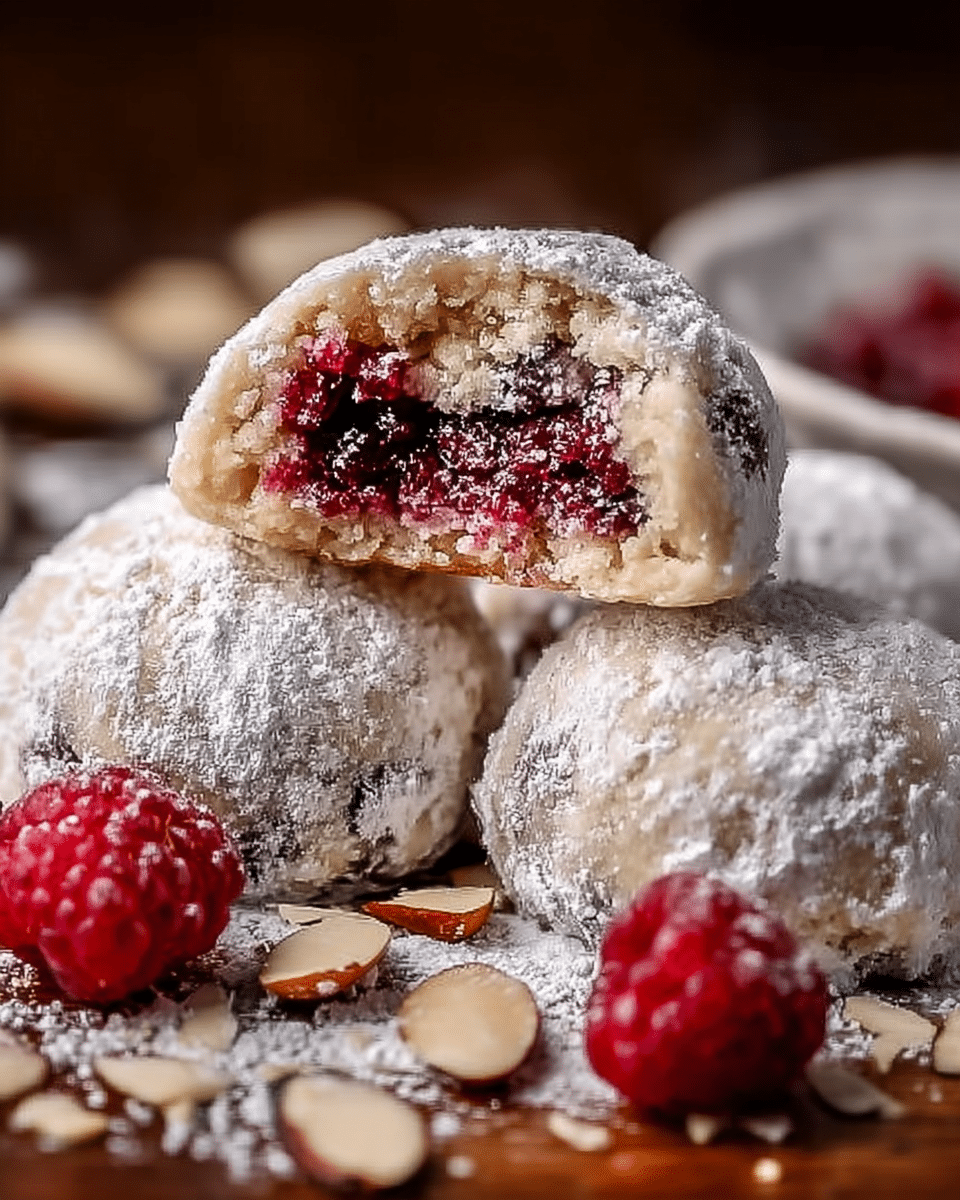 Raspberry Almond Snowball Cookies Delightful Easy Recipe