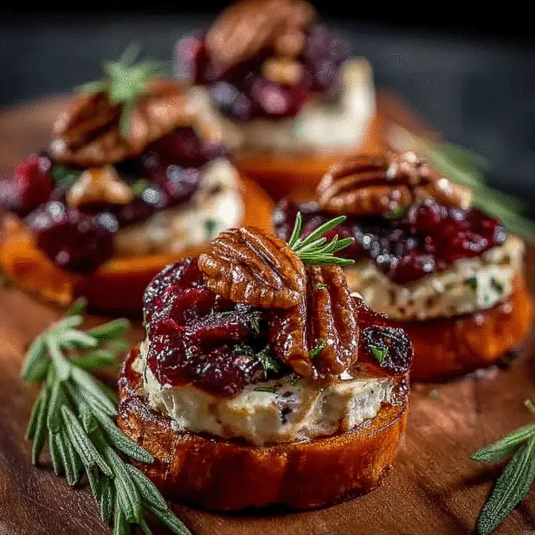Sweet Potato Rounds with Brie Cranberry and Pecans