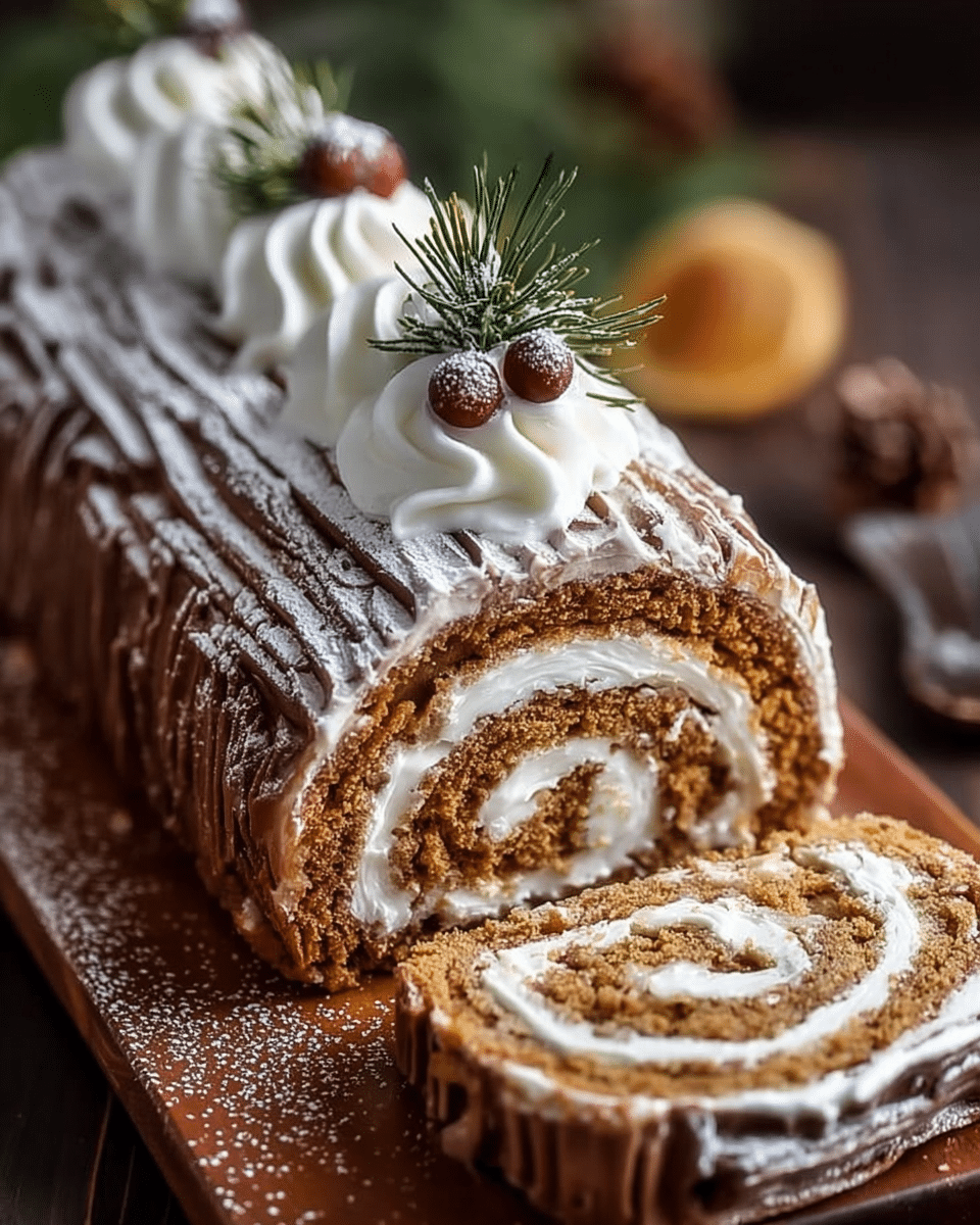 Classic Gingerbread Yule Log Cake
