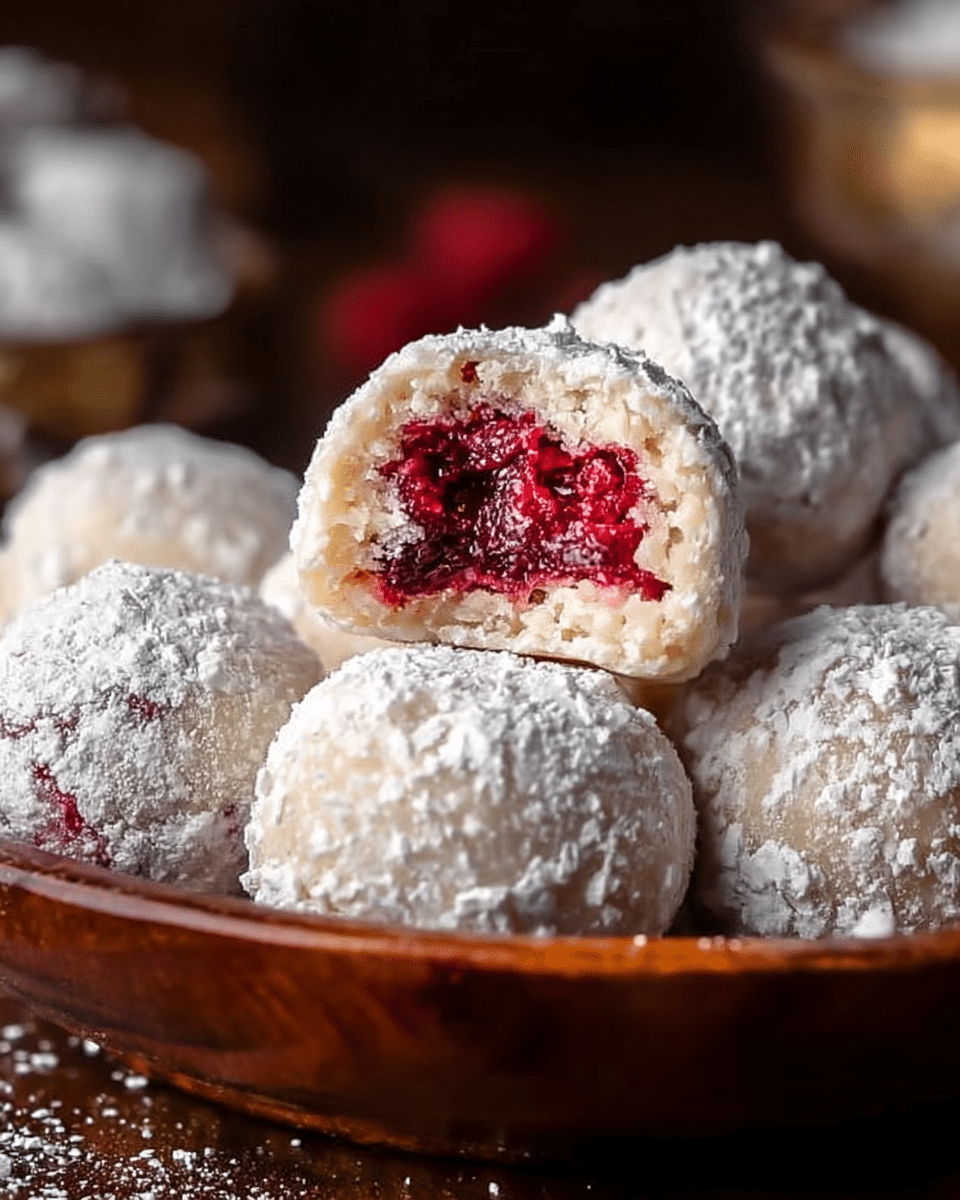 Raspberry Almond Snowball Cookies Delightful Easy Recipe