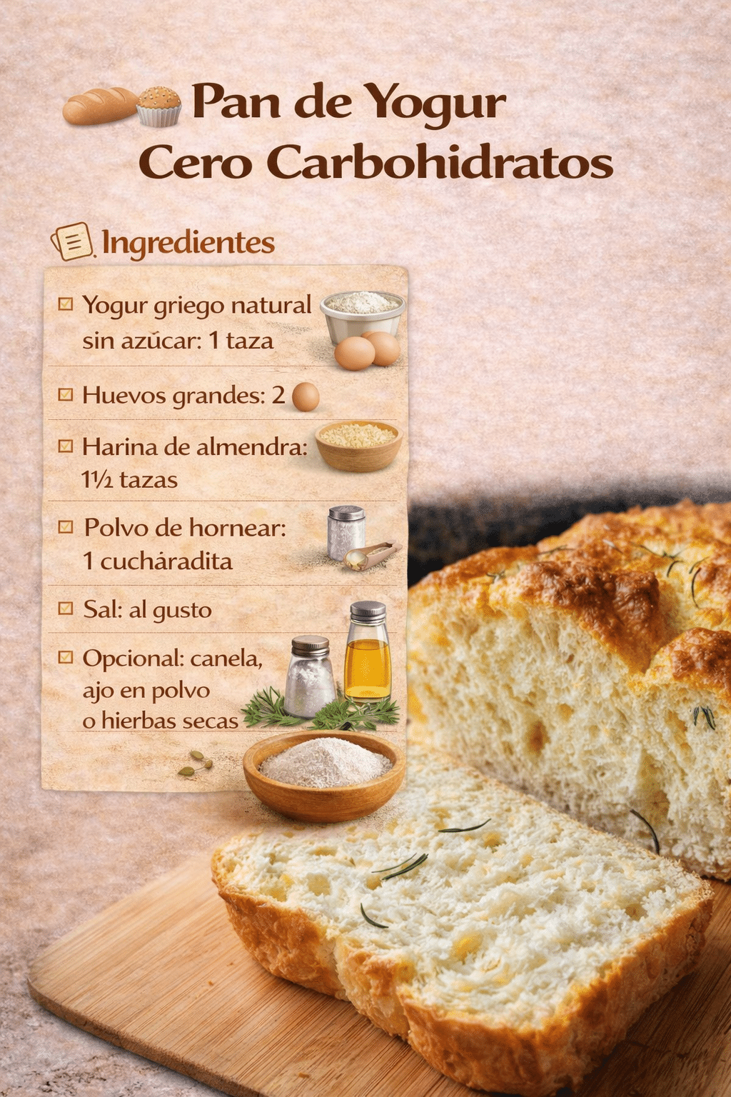 Pan de yogur cero carbohidratos: suave, esponjoso y sin culpa