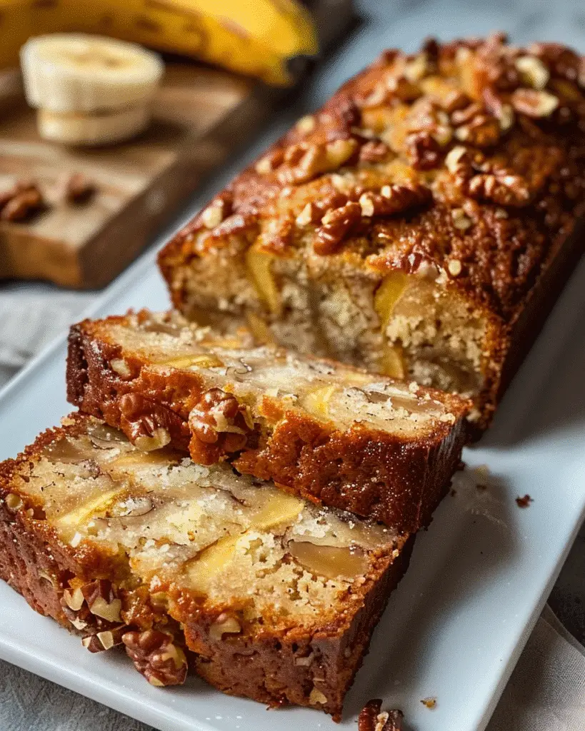 Pastel de Plátano Manzana y Nueces