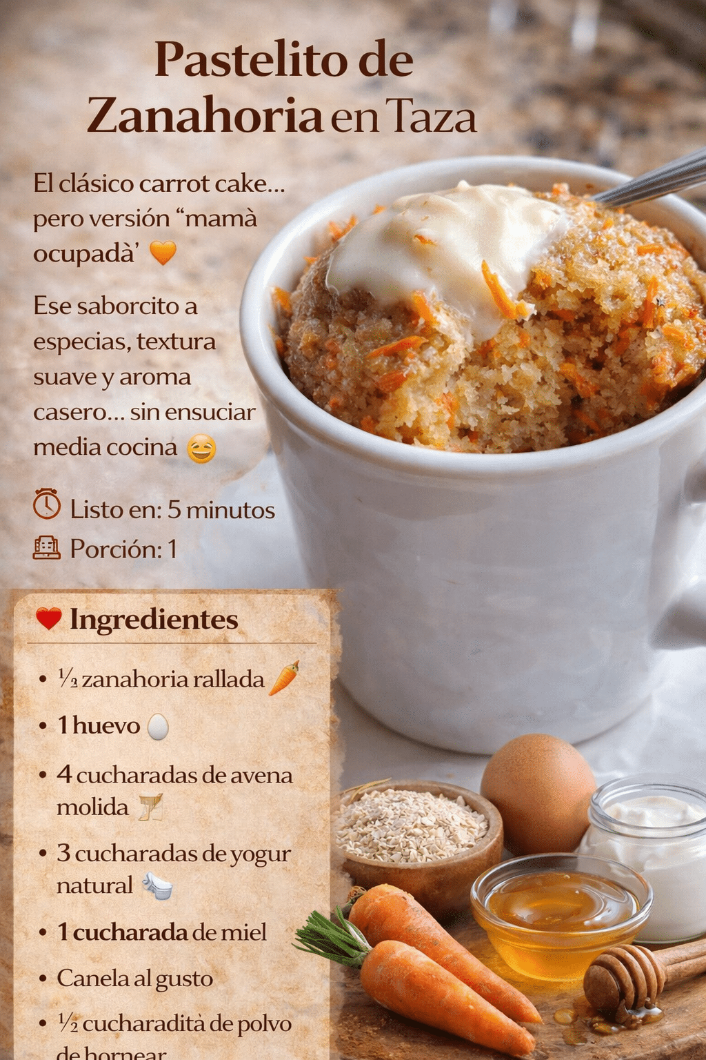 Pastelito de Zanahoria en Taza